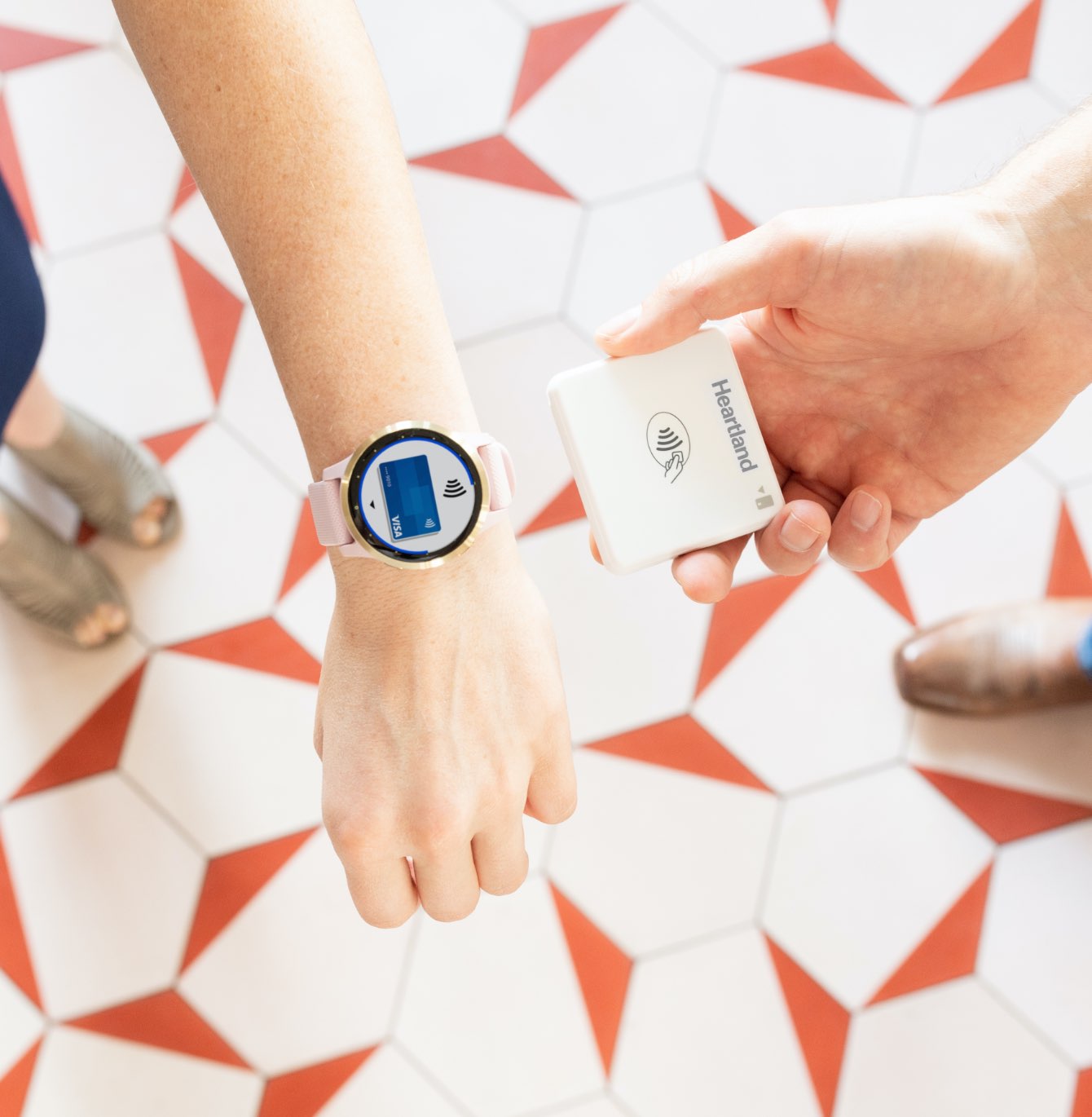 A close up of contactless payment being processed